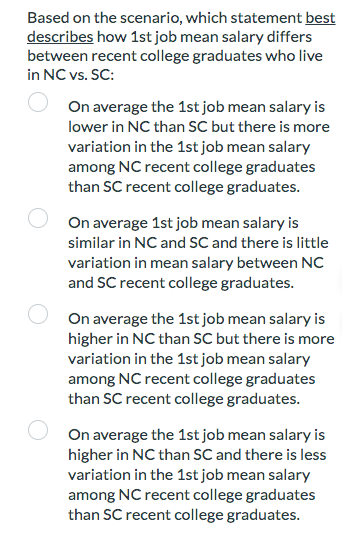 Solved Interpreting a Standard Deviation Scenario: | Chegg.com