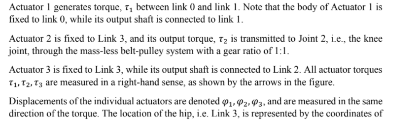 Figure 1 shows a planar 3-DOF robotic leg standing on | Chegg.com