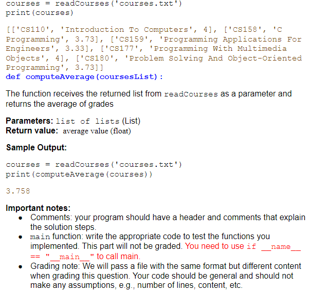Solved Consider the description and content of courses.txt | Chegg.com