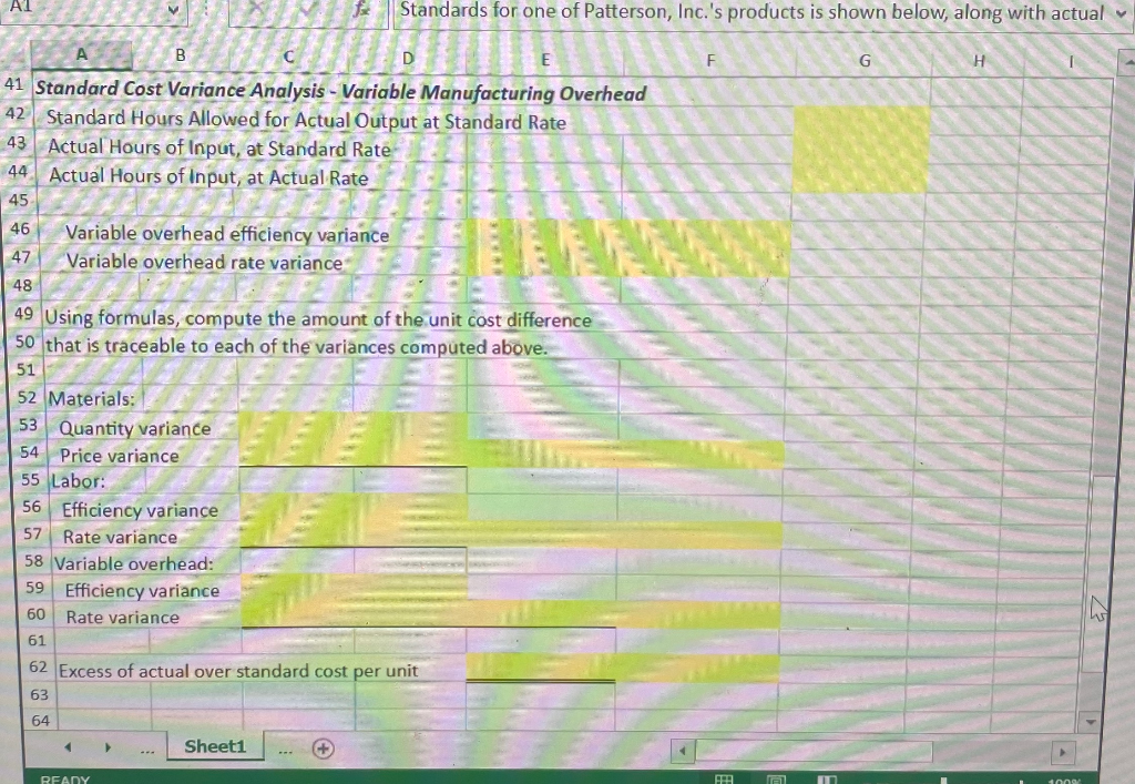 Solved ch8 excel Excel SIM: Basic Variance Analysis and the | Chegg.com