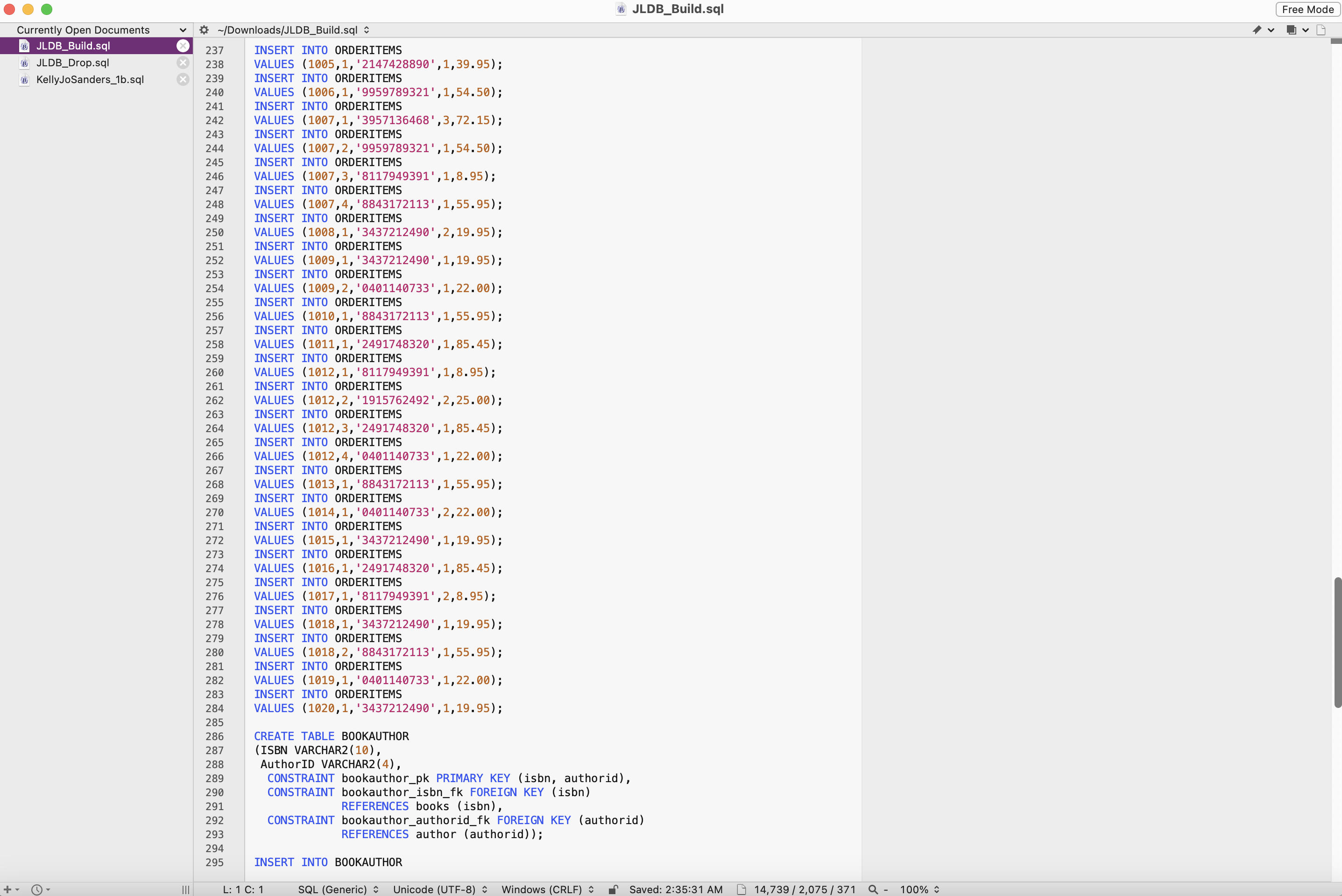 In Chapter 2, you will run a SQL script to create the | Chegg.com