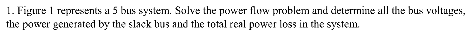 1. Figure 1 represents a 5 bus system. Solve the | Chegg.com