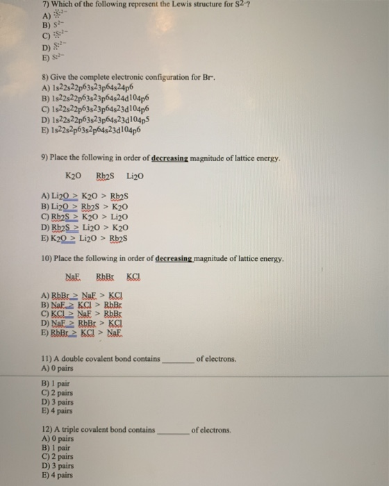Solved 7) Which of the following represent the Lewis | Chegg.com