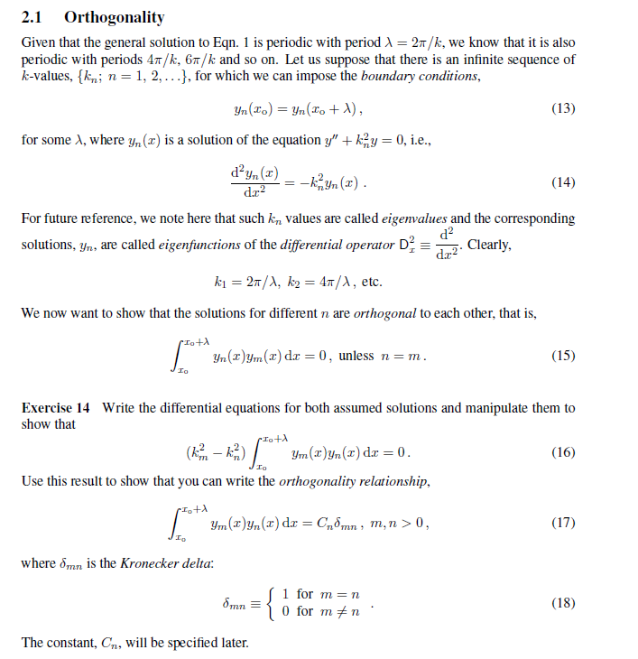 Solved 2.1 Orthogonality Given that the general solution to | Chegg.com