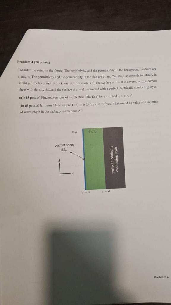 Problem 4 (20 points) Consider the setup in the | Chegg.com