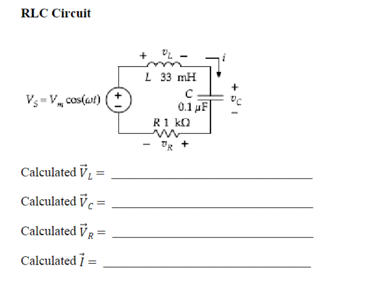Solved RLC Circuit using AC voltage: | Chegg.com