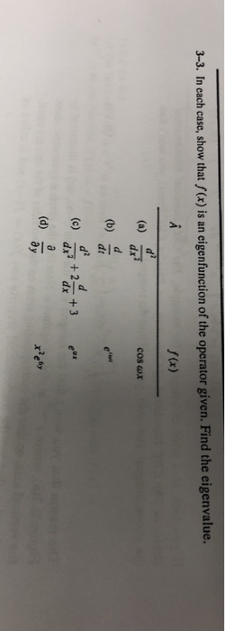 Solved 3-3. In cach case, show that f(x) is an eigenfunction | Chegg.com