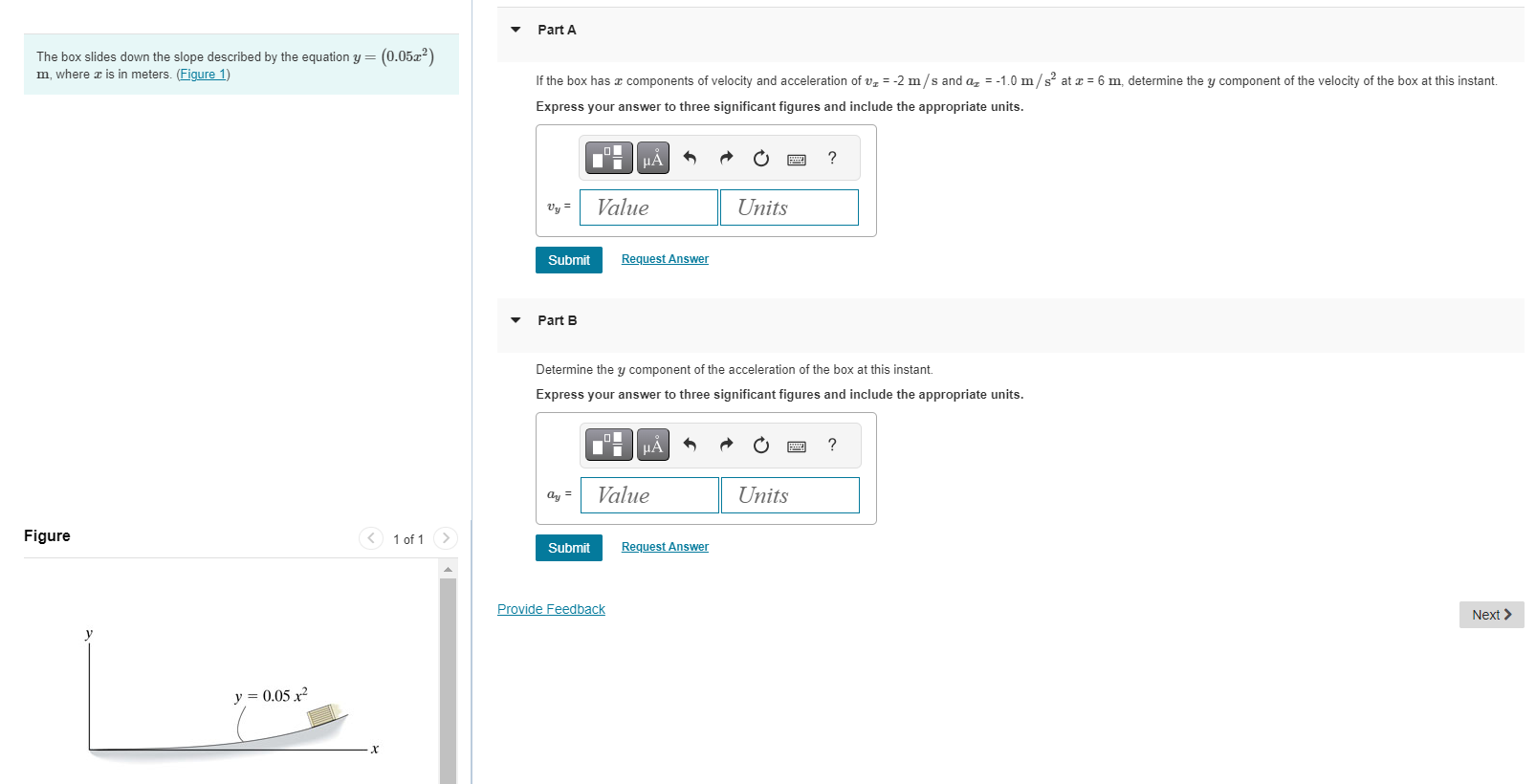 Solved The box slides down the slope described by ﻿the | Chegg.com
