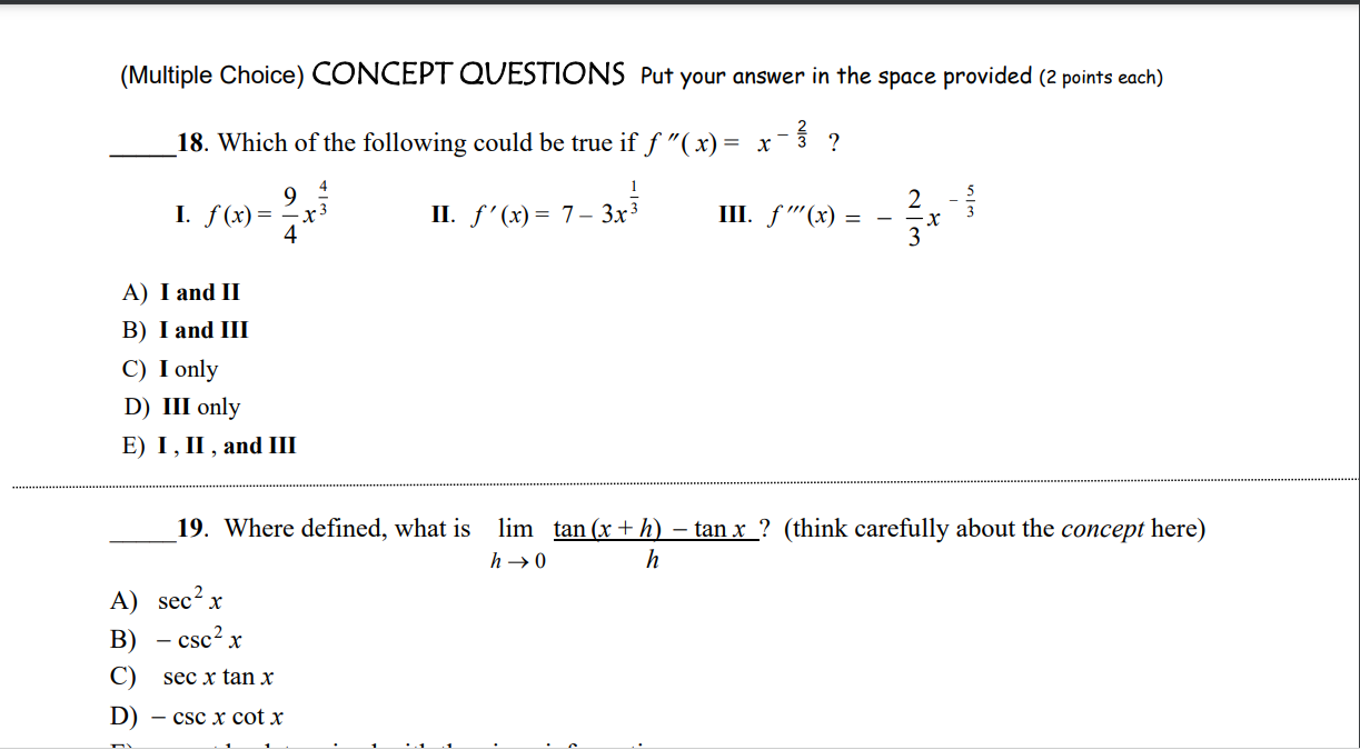 Solved Multiple Choice Concept Questions Put Your Answer 8262