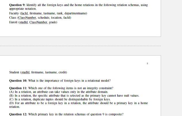 Solved Question 9: Identify all the foreign keys and the | Chegg.com