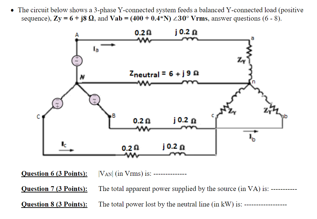 Solved • The circuit below shows a 3-phase Y-connected | Chegg.com