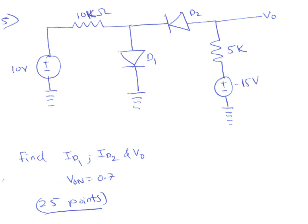 Solved Find ID1;ID2& V0VON =0.7 | Chegg.com