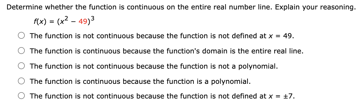Solved Determine whether the function is continuous on the | Chegg.com