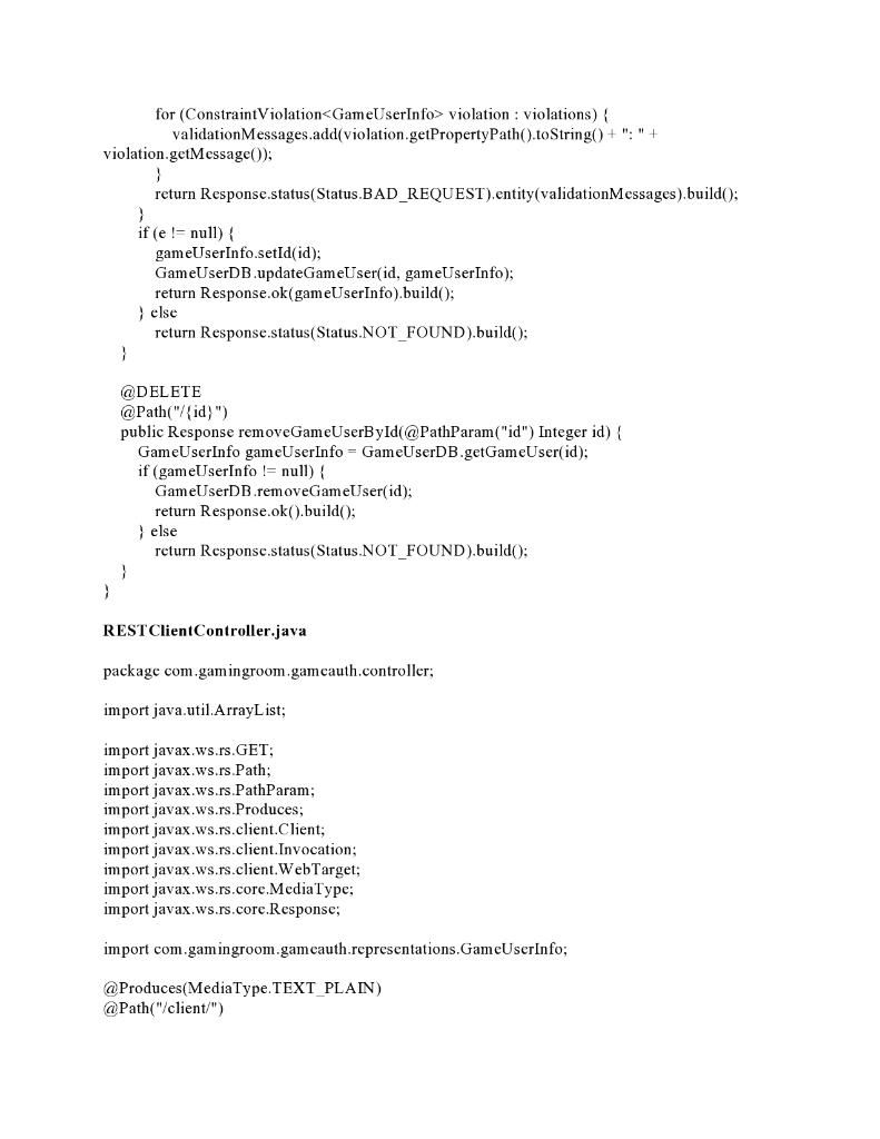Solved Here is the code: GameAuthApplication.java package | Chegg.com