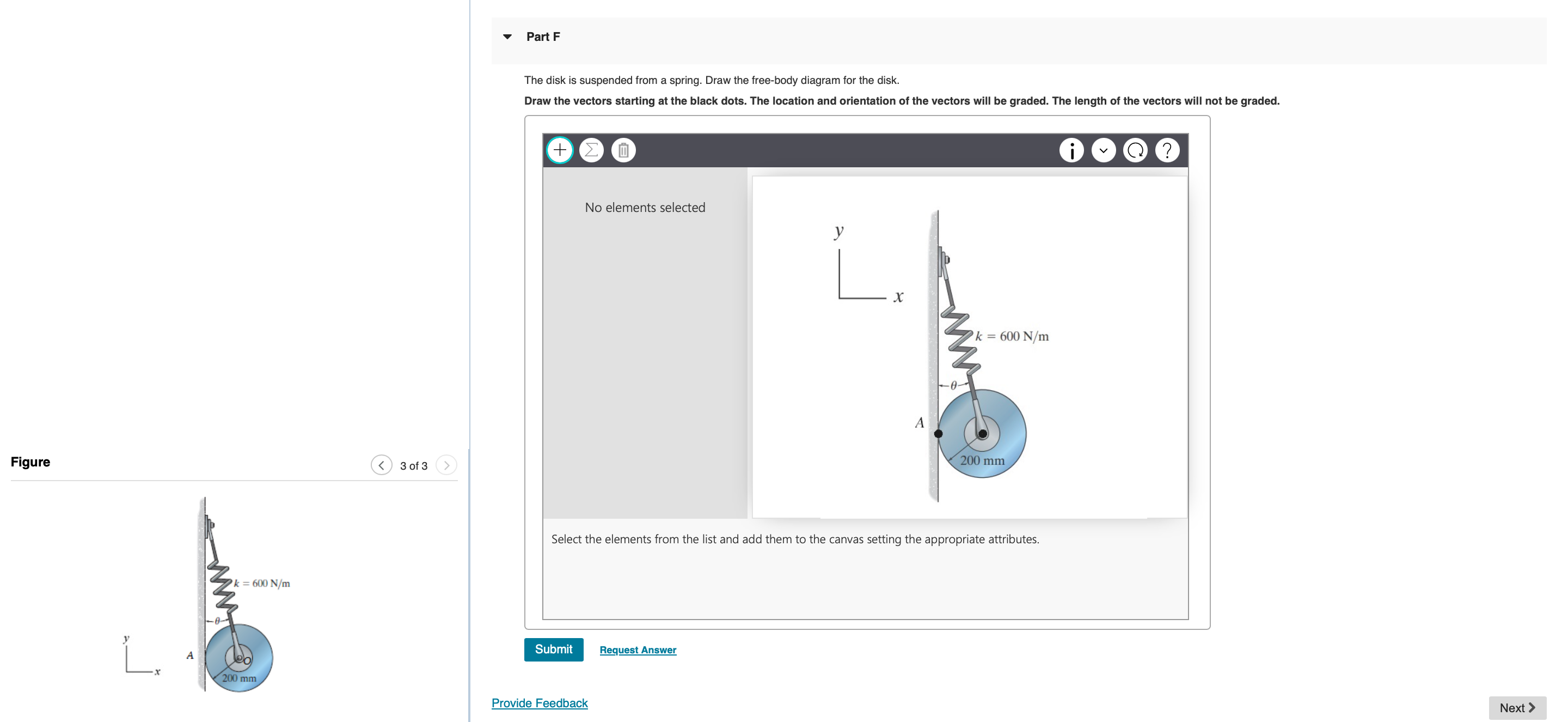 The disk is suspended from a spring. Draw the | Chegg.com