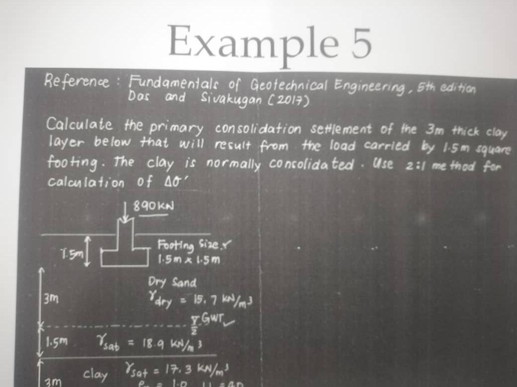 Solved Example 5 Reference: Fundamentals of Geotechnical | Chegg.com