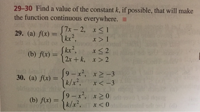 Solved 29 30 Find A Value Of The Constant K If Possible