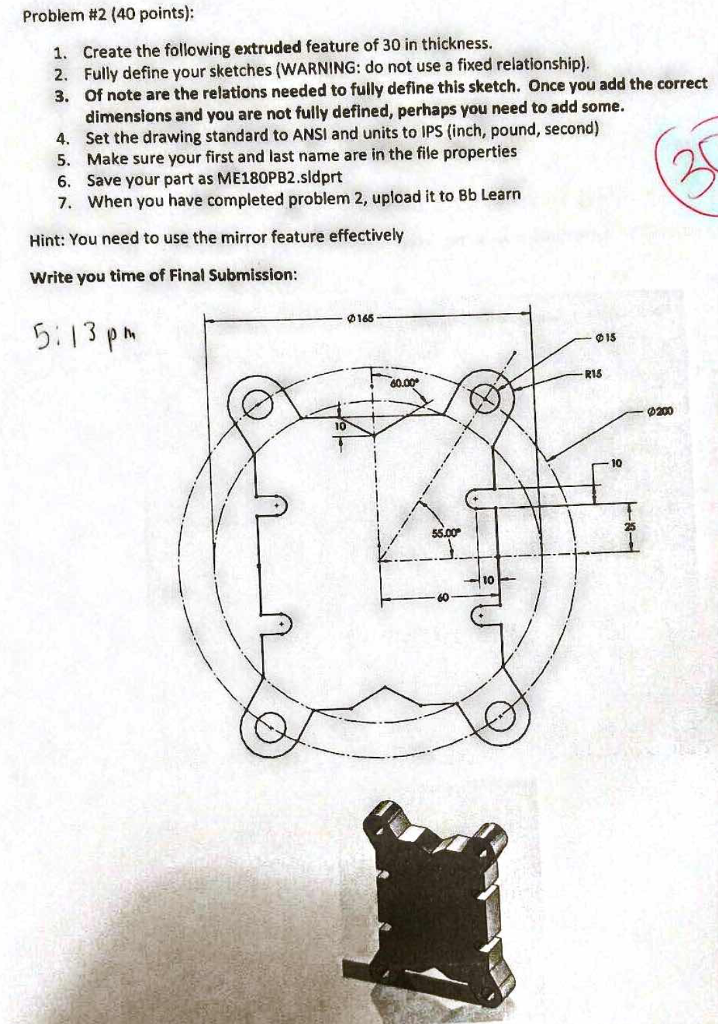Solved Problem #2 (40 points): Create the following extruded | Chegg.com