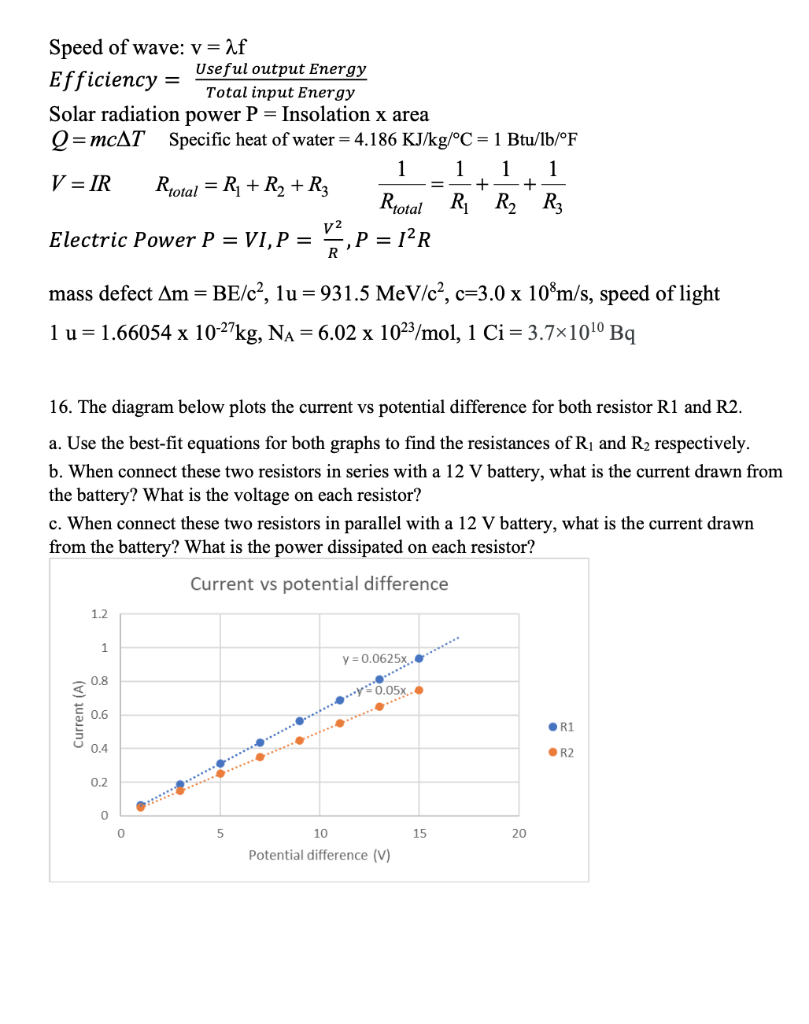 Solved Speed of wave: v = λf Efficiency = Useful output | Chegg.com