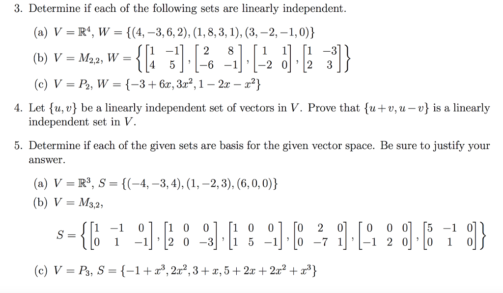 Solved 3. Determine if each of the following sets are | Chegg.com