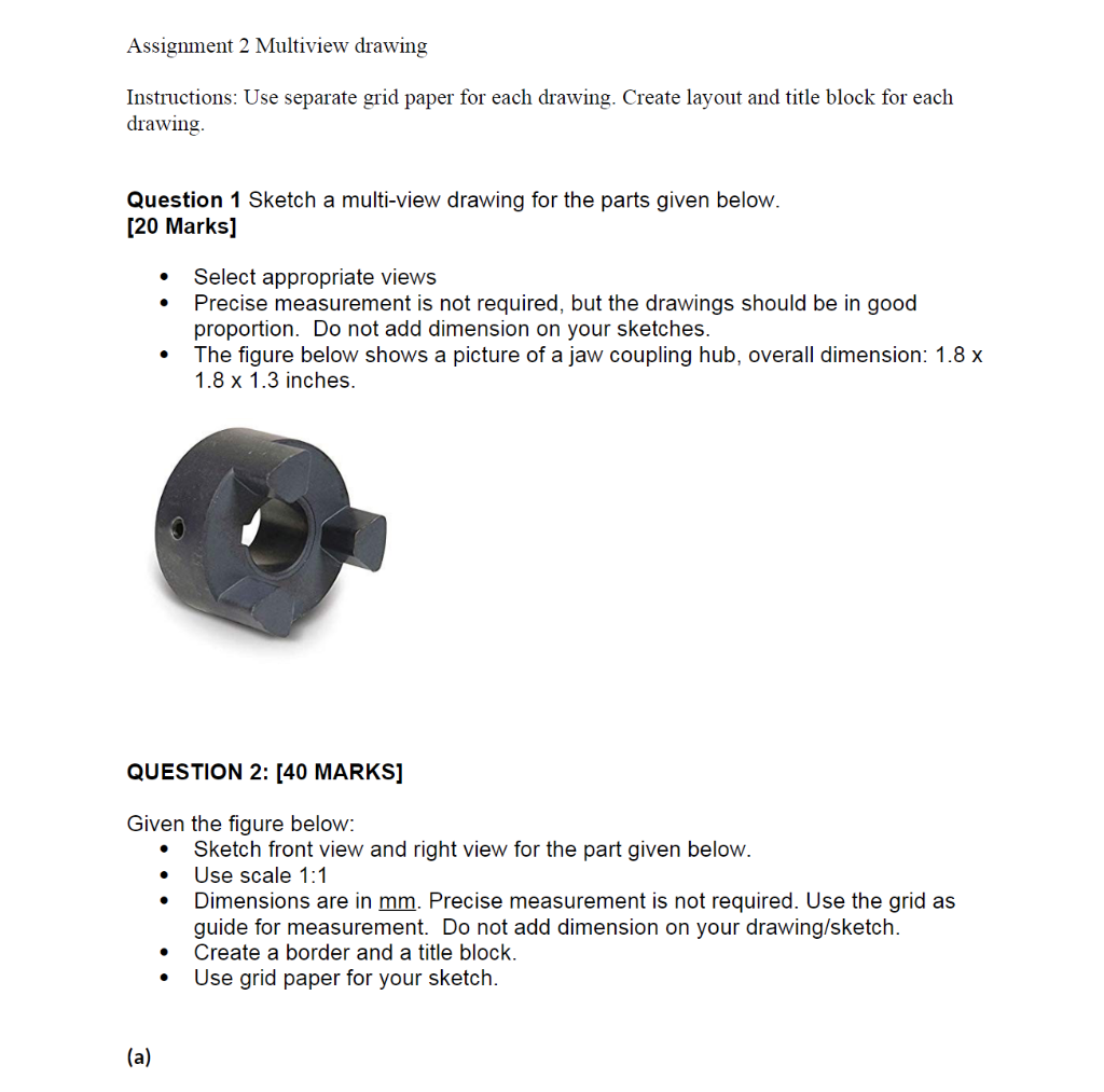 Solved Assignment 2 Multiview drawing Instructions: Use | Chegg.com