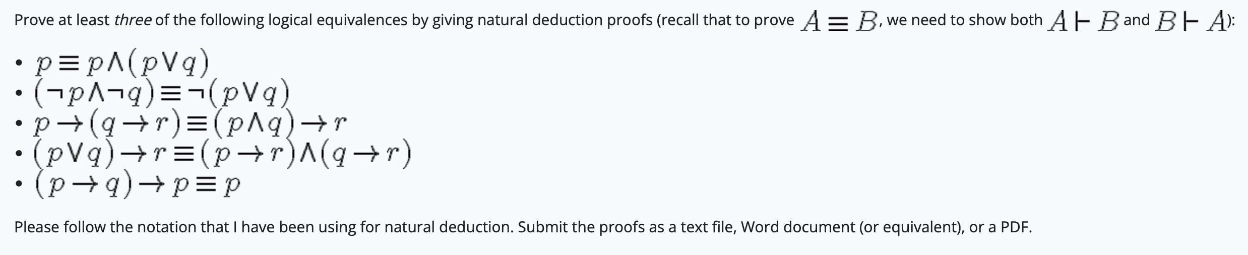 Solved Prove at least three of the following logical | Chegg.com