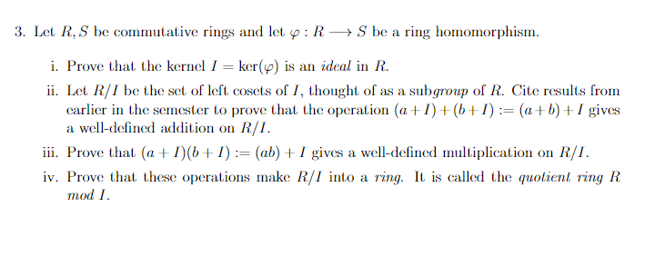 Solved 3. Let R, S be commutative rings and let y: RS be a | Chegg.com
