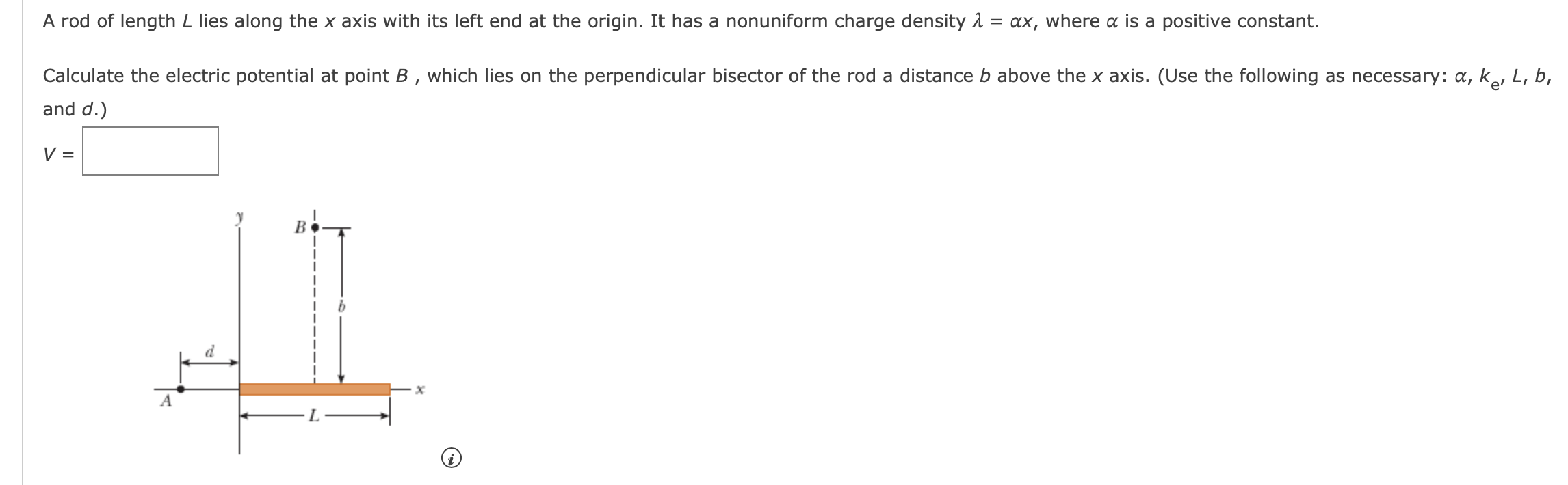 Solved A rod of length L lies along the x axis with its left | Chegg.com