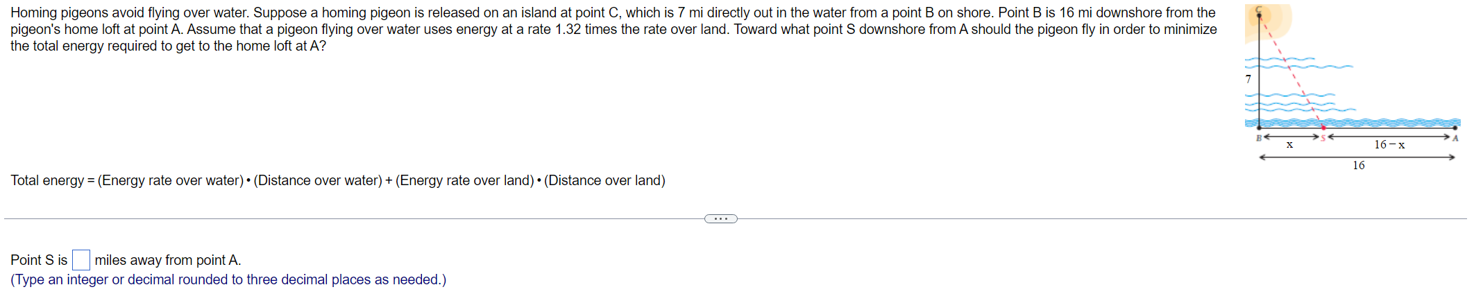 Solved Homing pigeons avoid flying over water. Suppose a | Chegg.com