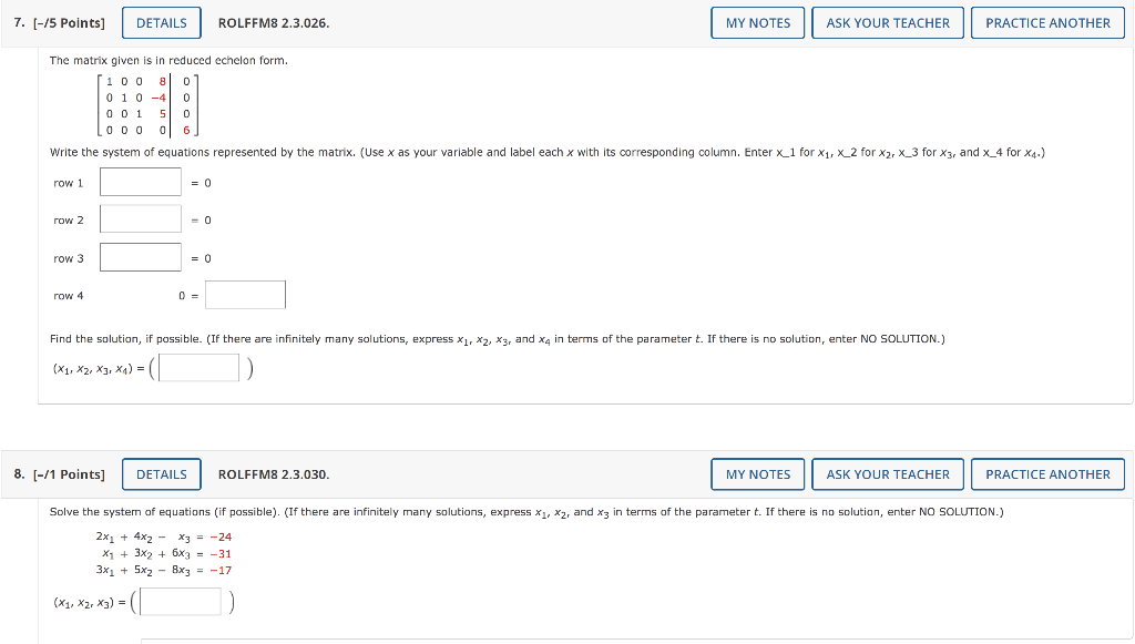 Solved 7. (-/5 Points] DETAILS ROLFFM8 2.3.026. MY NOTES ASK | Chegg.com