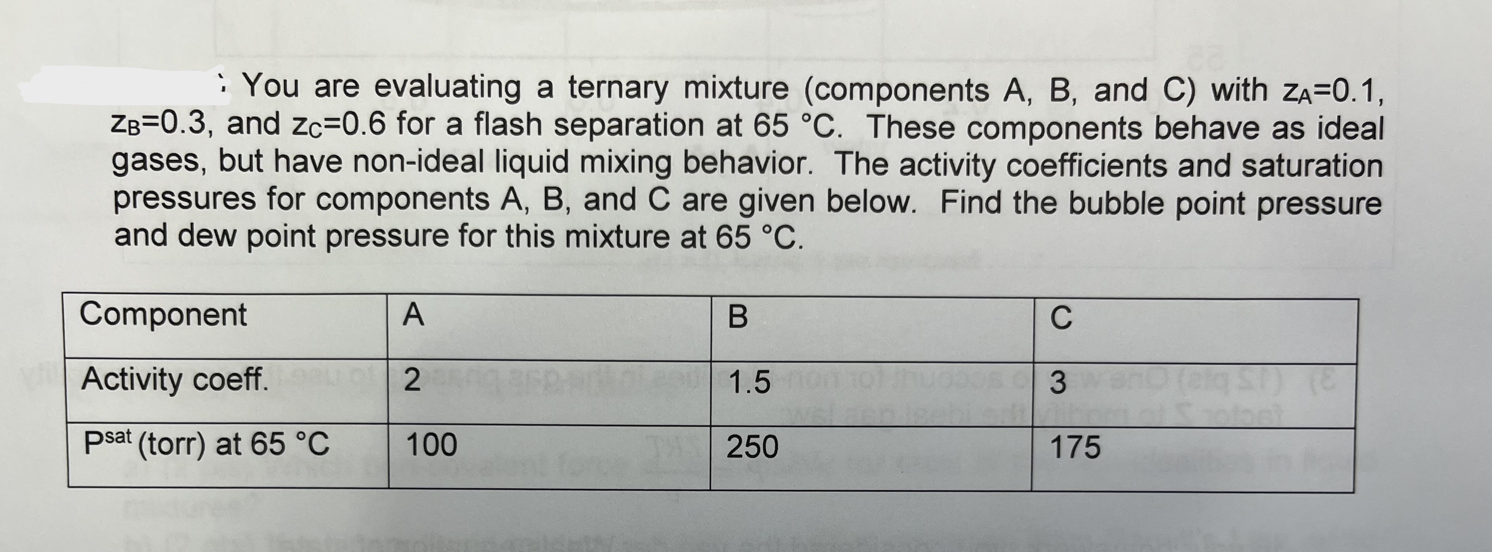 Solved : You are evaluating a ternary mixture (components | Chegg.com