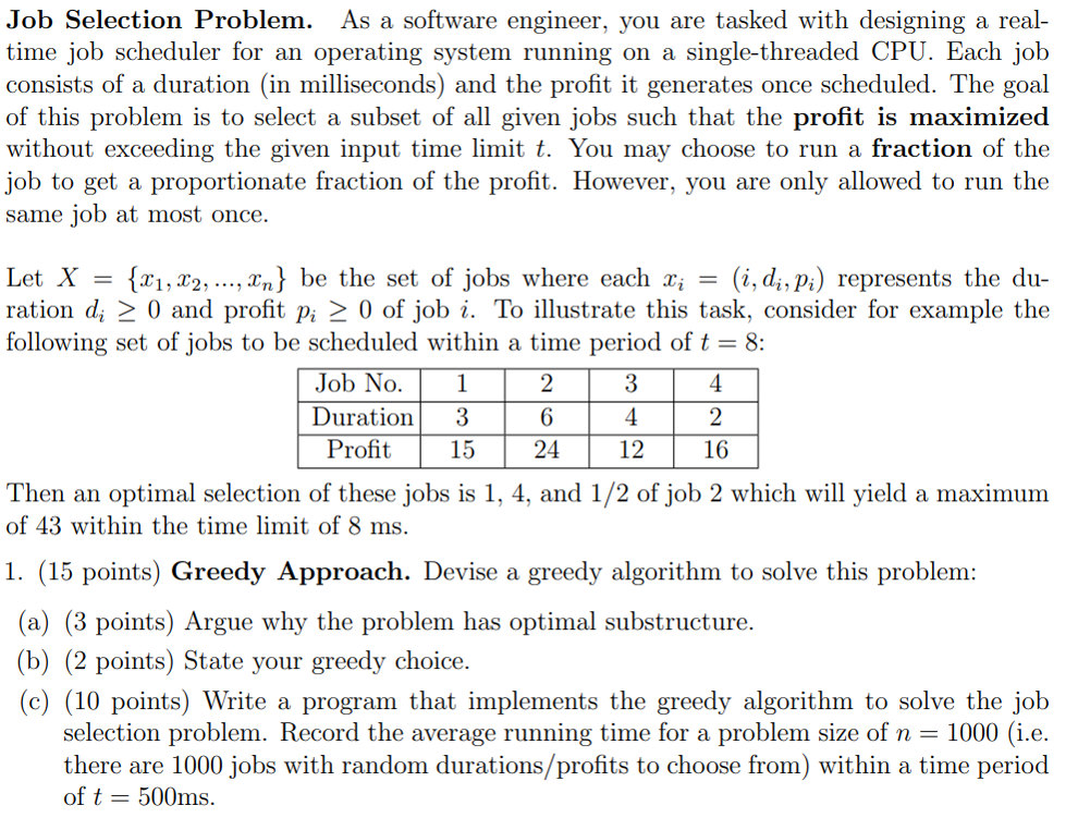Solved Job Selection Problem. As a software engineer, you | Chegg.com