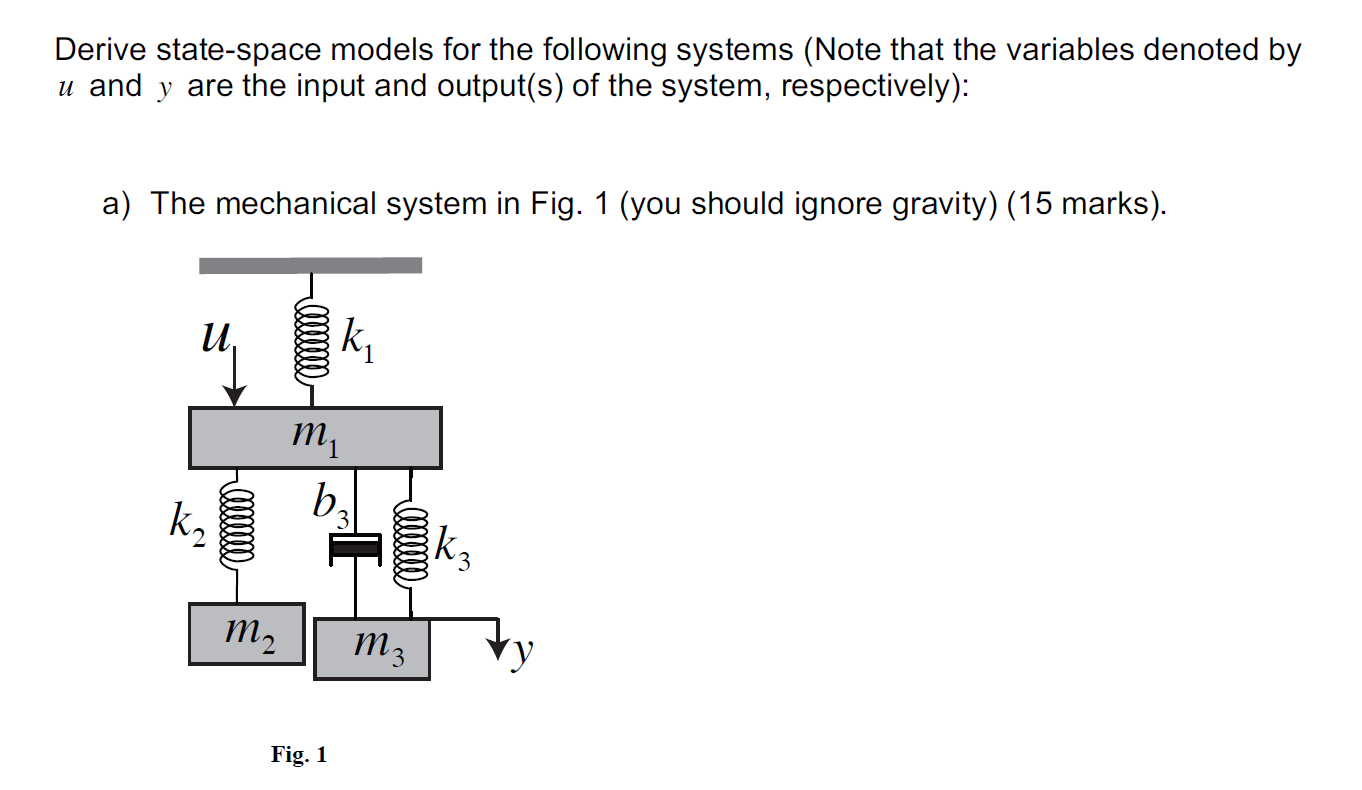 Solved Derive state-space models for the following systems | Chegg.com