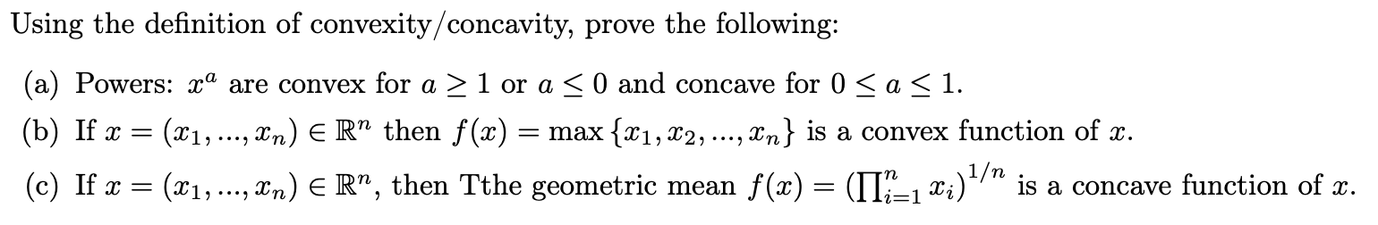 Solved Using the definition of convexity/concavity, prove | Chegg.com