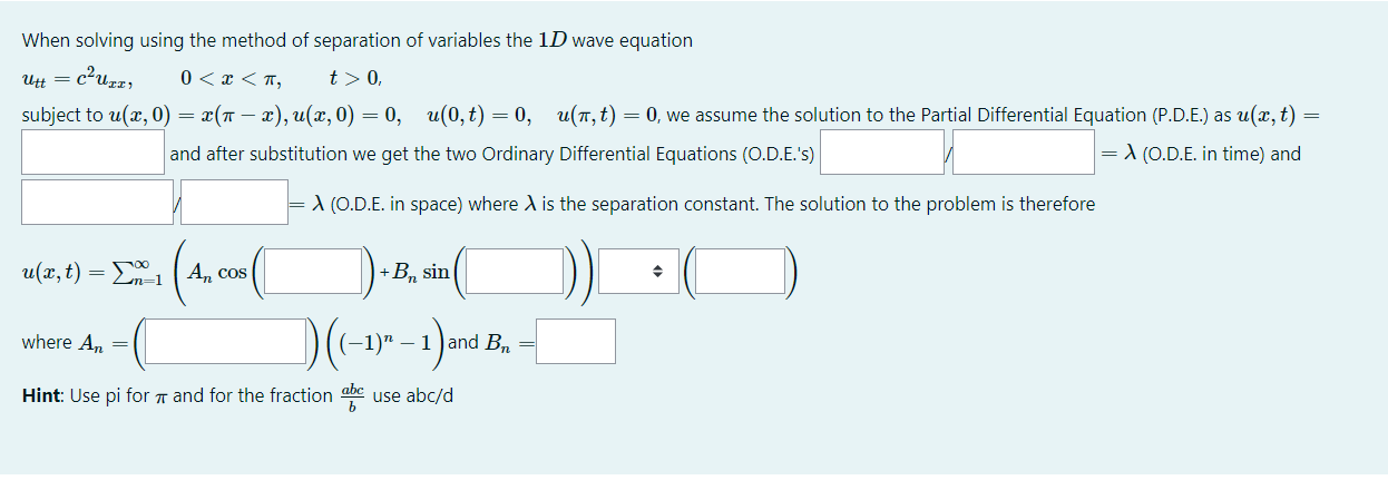Solved When solving using the method of separation of | Chegg.com
