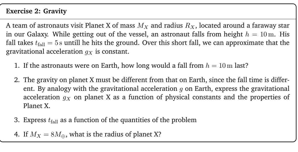 Solved Exercise 2: Gravity A team of astronauts visit Planet | Chegg.com