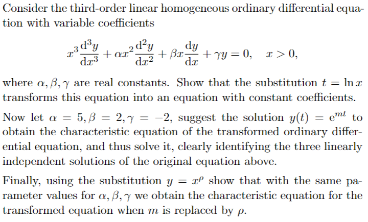 Solved Consider the third-order linear homogeneous ordinary | Chegg.com