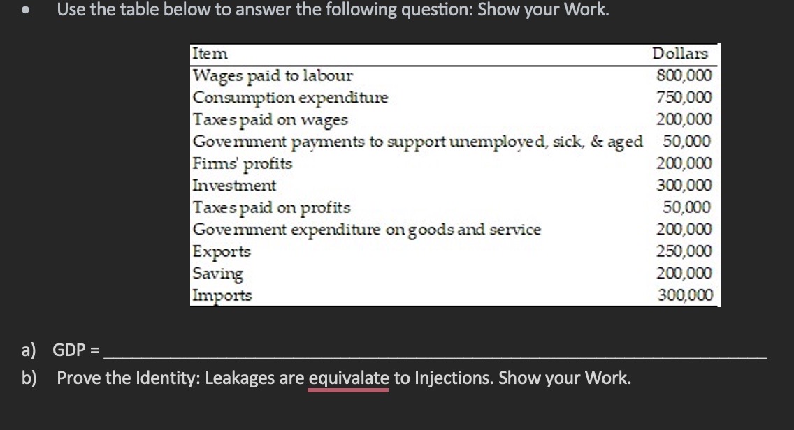 Use the table below to answer the following question: | Chegg.com