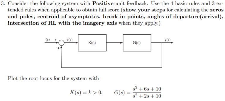 Solved 3. Consider the following system with Positive unit | Chegg.com