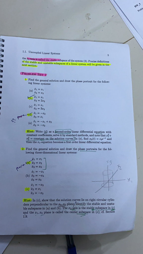 Solved HW 5 Proble pujeta iz = 22 1.1. Uncoupled Linear | Chegg.com