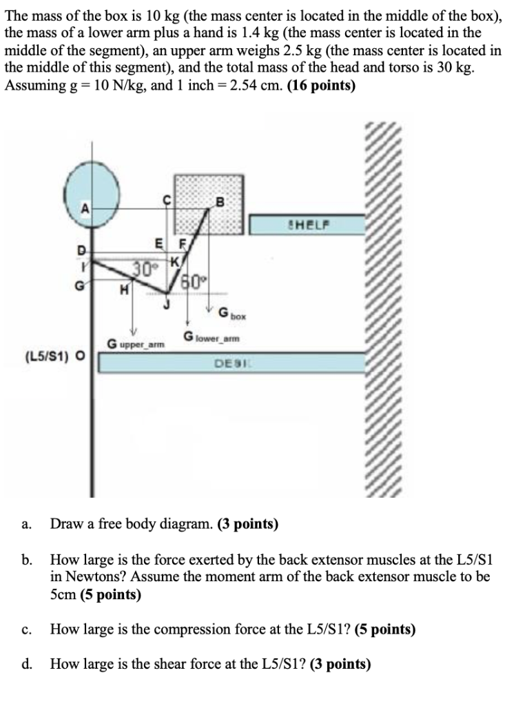 Solved The mass of the box is 10 kg (the mass center is | Chegg.com