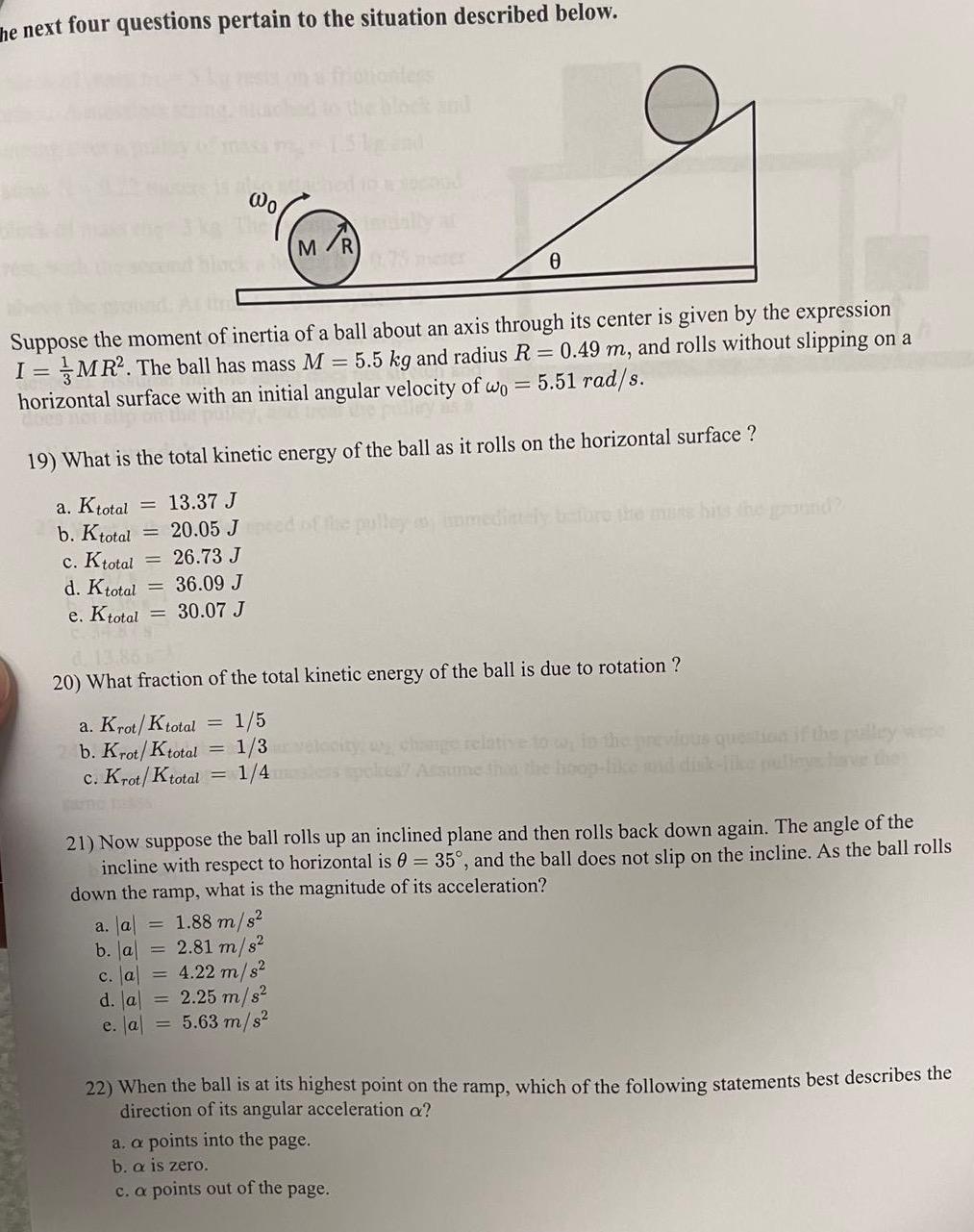 Solved Suppose the moment of inertia of a ball about an axis | Chegg.com