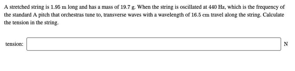 Solved A stretched string is 1.95 m long and has a mass of | Chegg.com