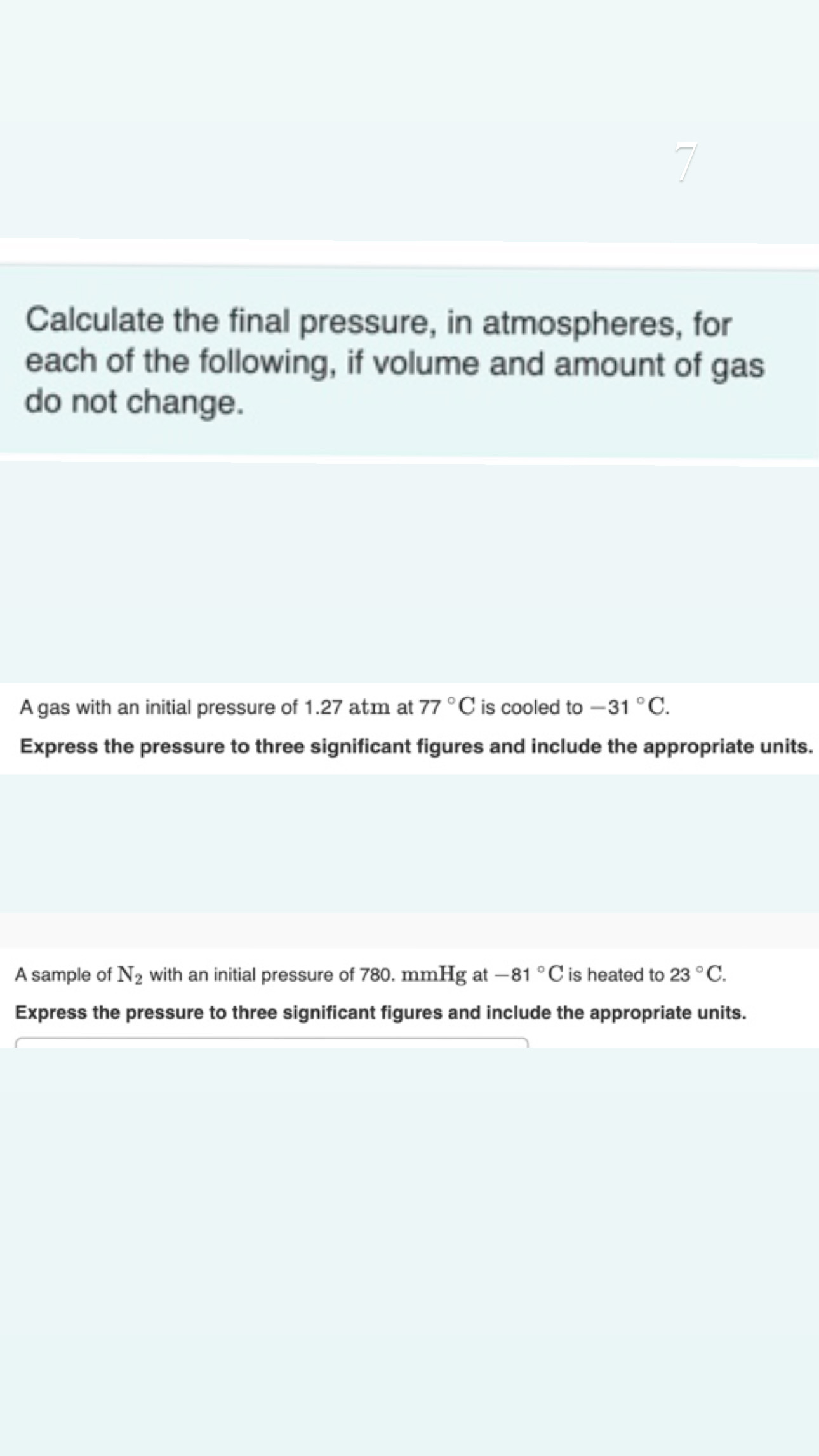 Solved Calculate the final pressure, in atmospheres, for | Chegg.com