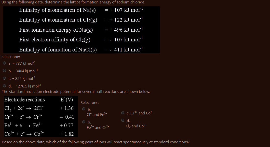 Solved Using the following data, determine the lattice | Chegg.com