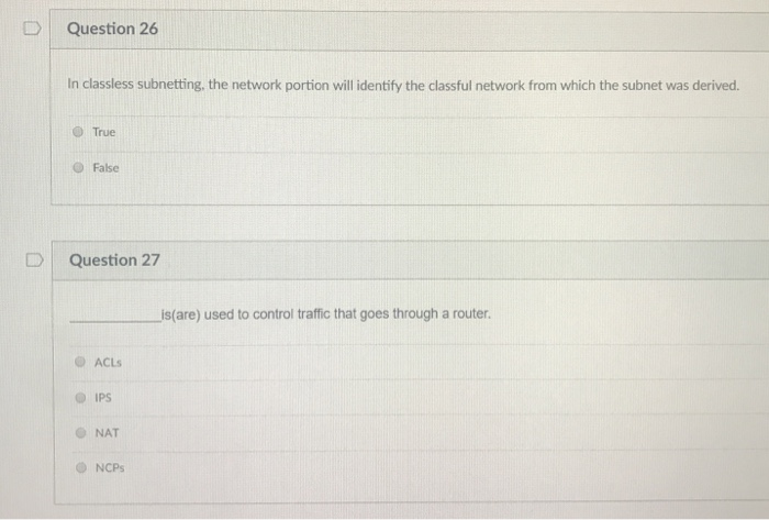 Solved Question 26 In classless subnetting, the network | Chegg.com