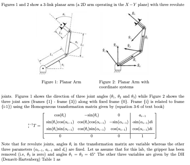 Figures 1 and 2 show a 3 -link planar arm (a 2D arm | Chegg.com