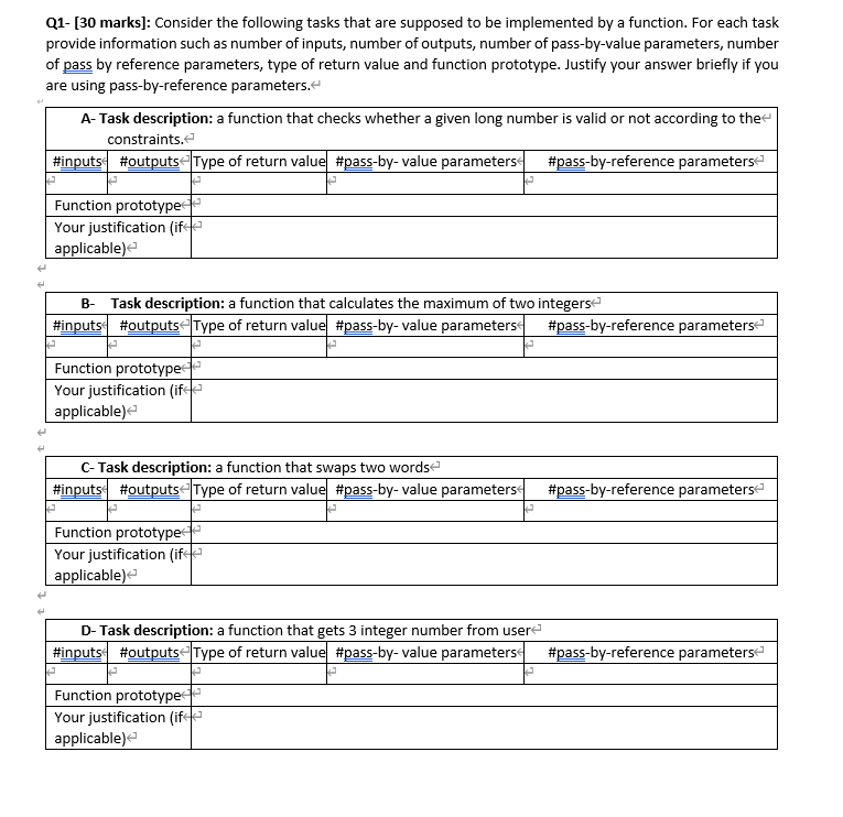 Solved E-Task description: a function that prints a report | Chegg.com