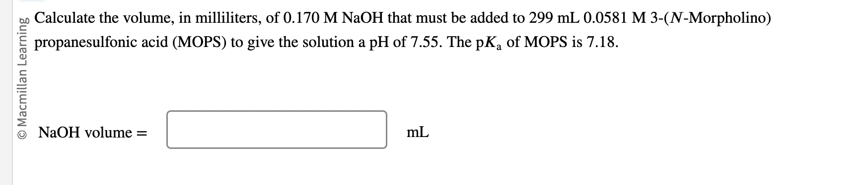 [Solved]: Calculate the volume, in milliliters, of ( 0.17