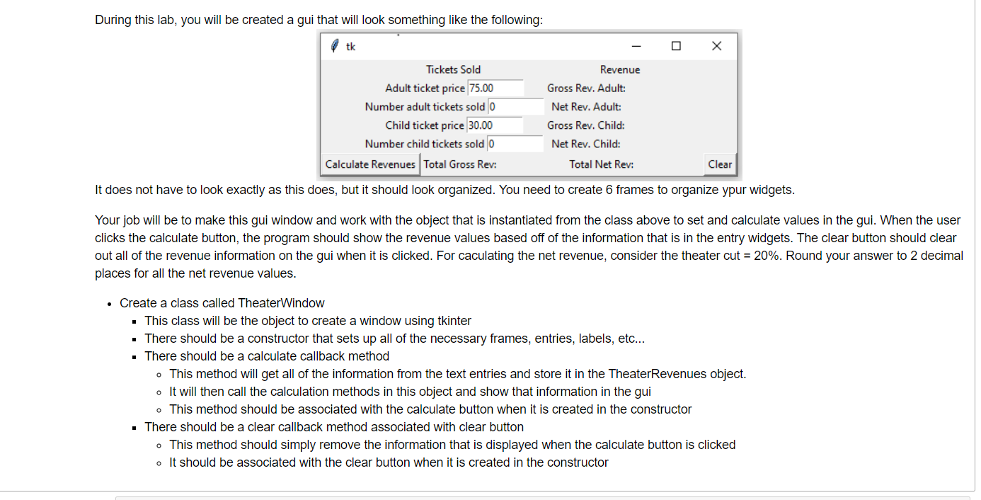 Solved During this lab, you will be created a gui that will | Chegg.com
